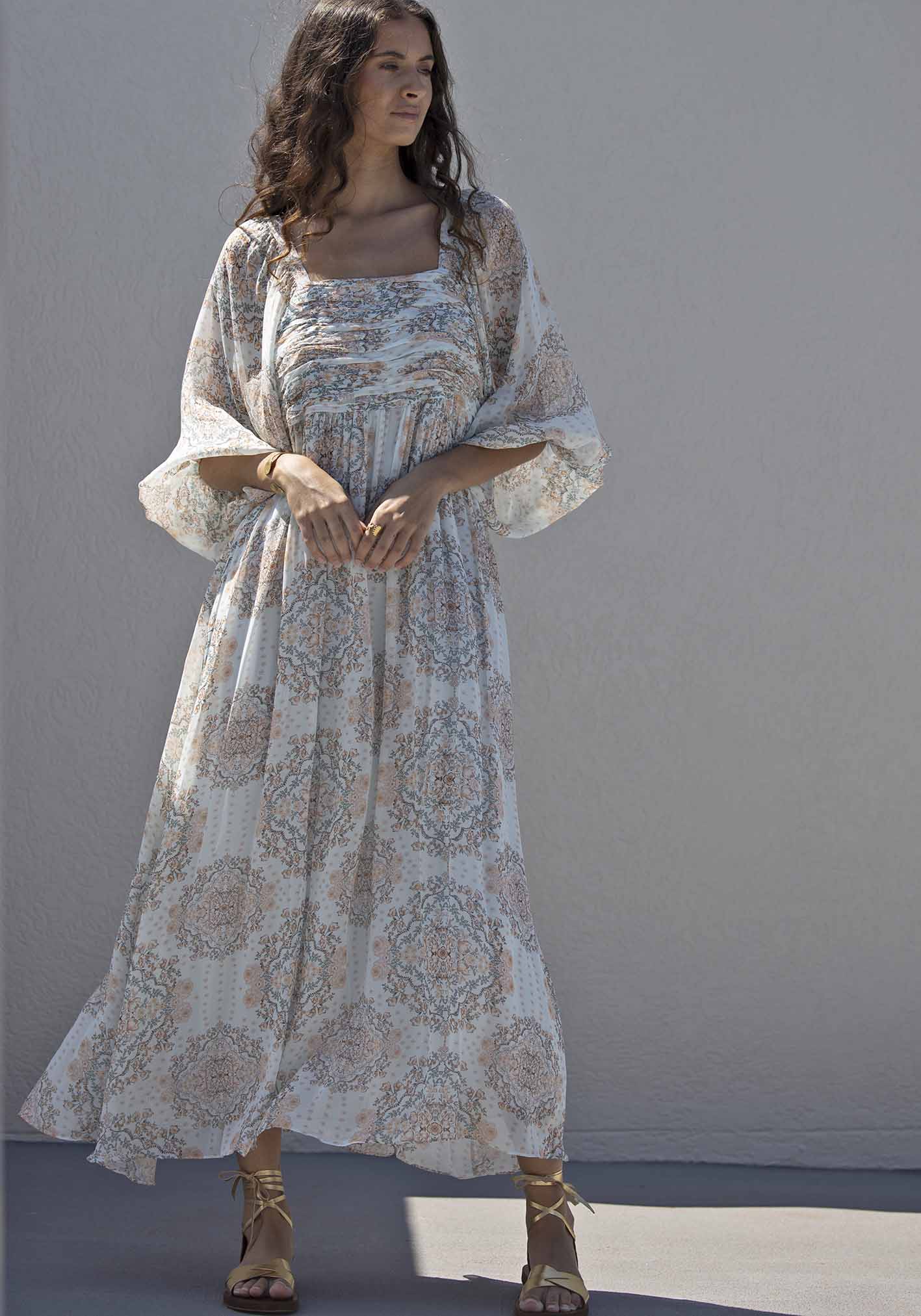 Prodigy Print Sleeve Maxi Dress | Floral Maxi Dresses – THREE OF SOMETHING